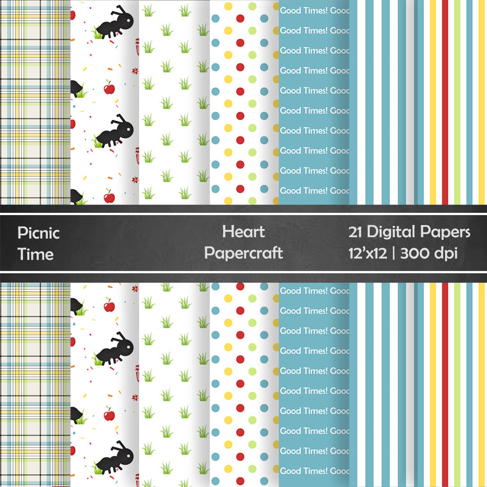 Picnic Time Digital Paper 300dpi Digital Paper Picnic | Etsy