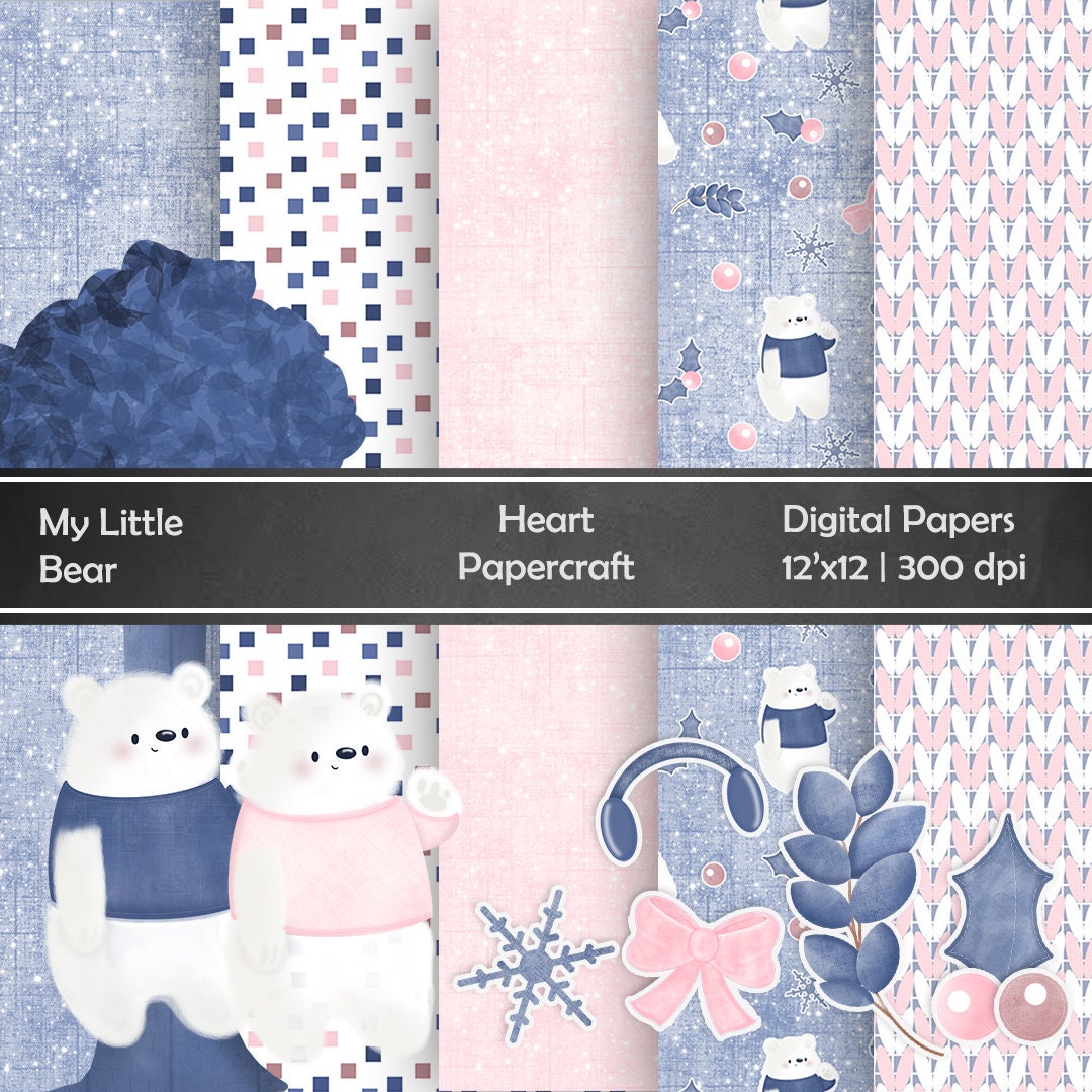 My Little Bear Digital Paper 300dpi Scrapbook Paper - Etsy