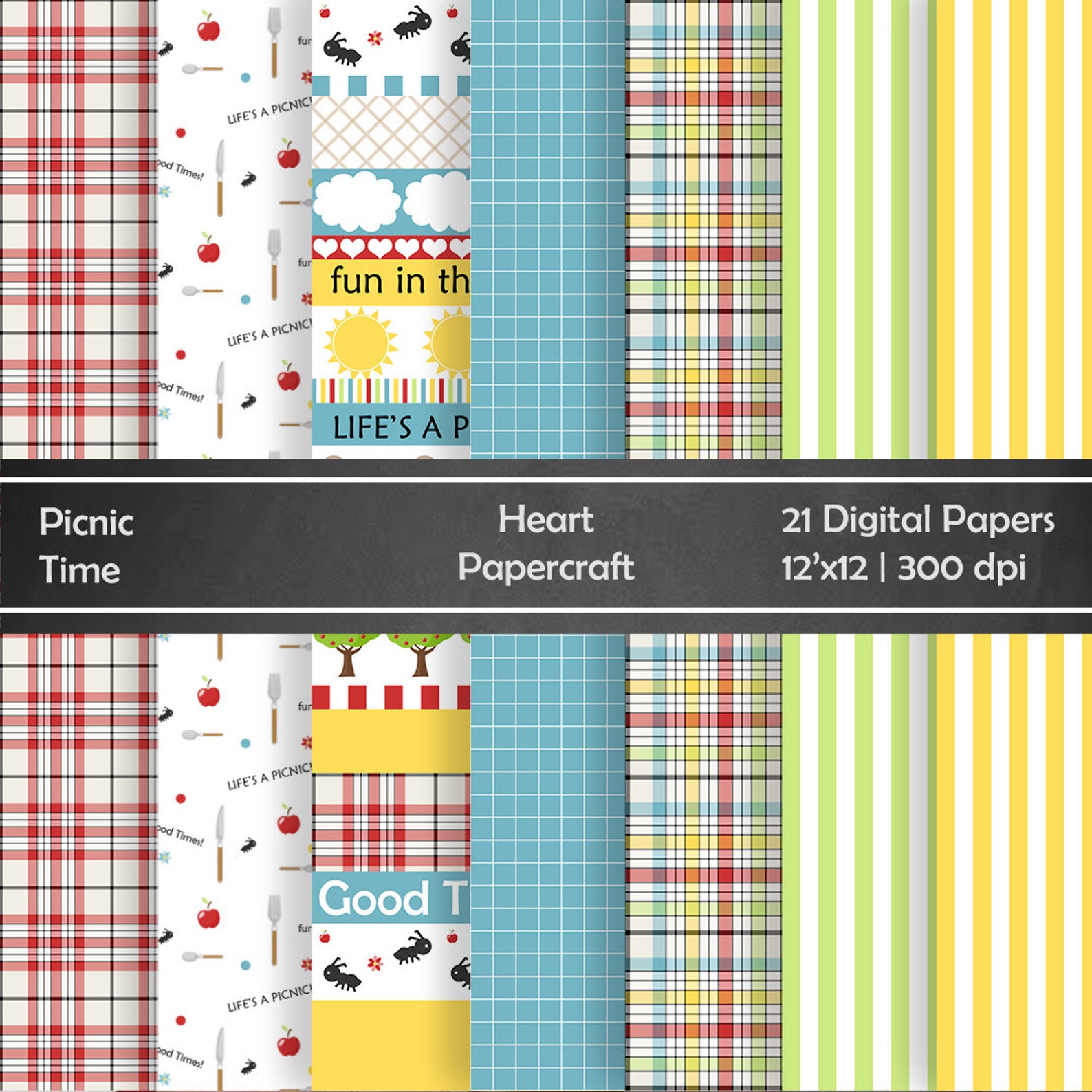 Picnic Time Digital Paper 300dpi Digital Paper Picnic - Etsy