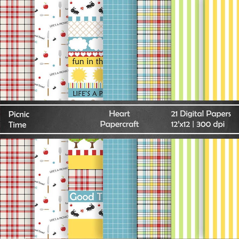 Picnic Time Digital Paper 300dpi Digital Paper Picnic - Etsy