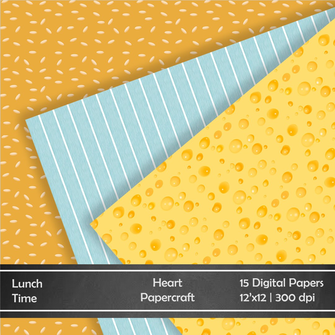 Lunch Time Digital Paper 300dpi Digital Paper Set Plain - Etsy