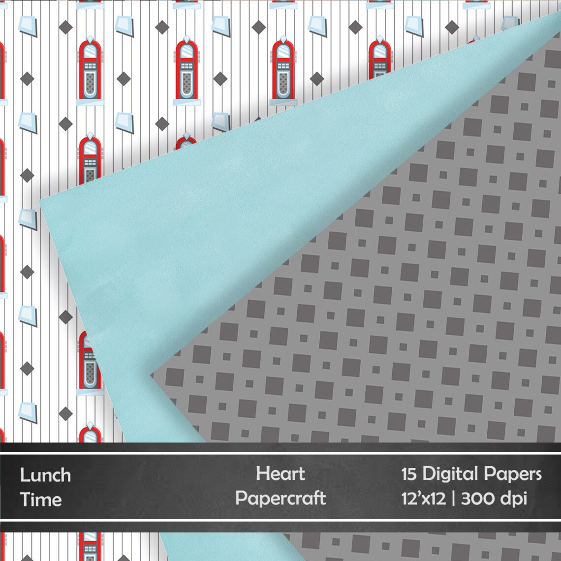 Lunch Time Digital Paper 300dpi Digital Paper Set Plain - Etsy