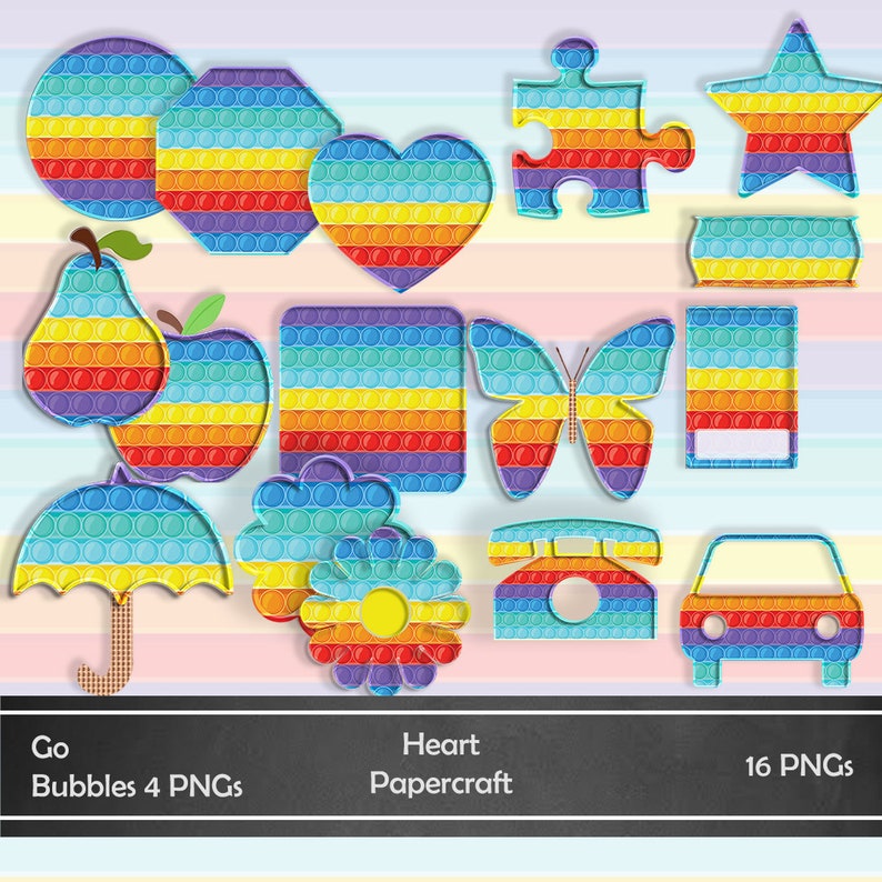 Go Bubbles Fidget Pngs 300dpi, Pngs Set, Fidget Party, Geometric ...