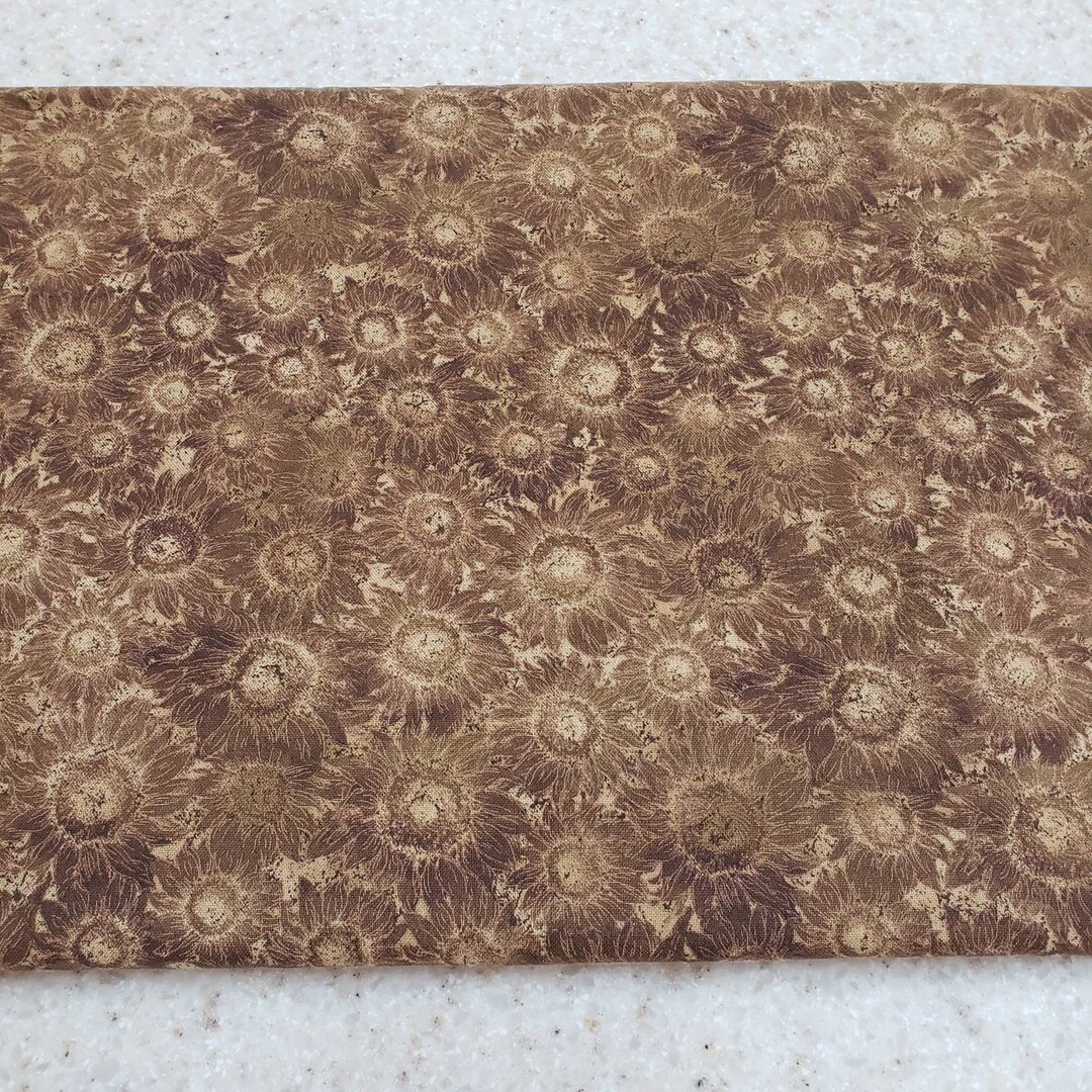 Brown Sunflower Fabric Cotton Marshall Dry Goods Tonal - Etsy