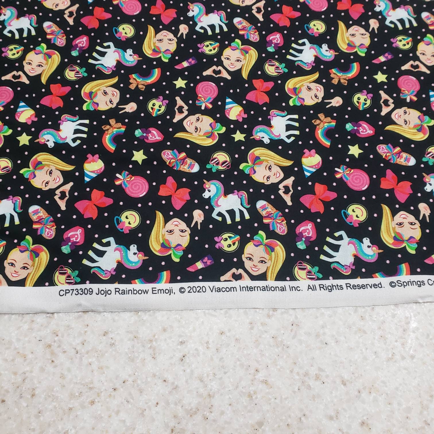Jojo Siwa Fabric Jojo Rainbow Emoji Viacom International | Etsy