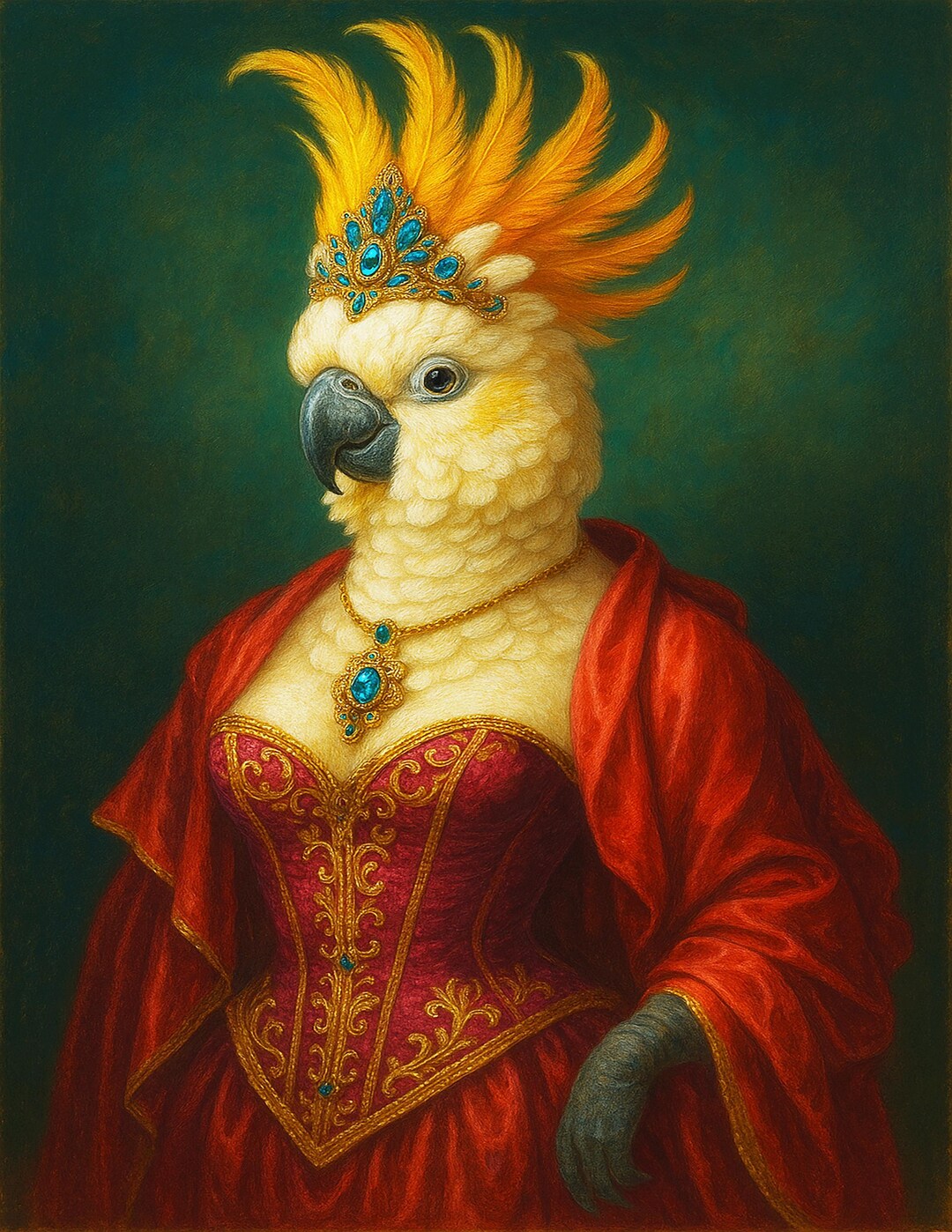 Royal Cockatoo Art Print – Funny Bird Portrait in Victorian Dress ...