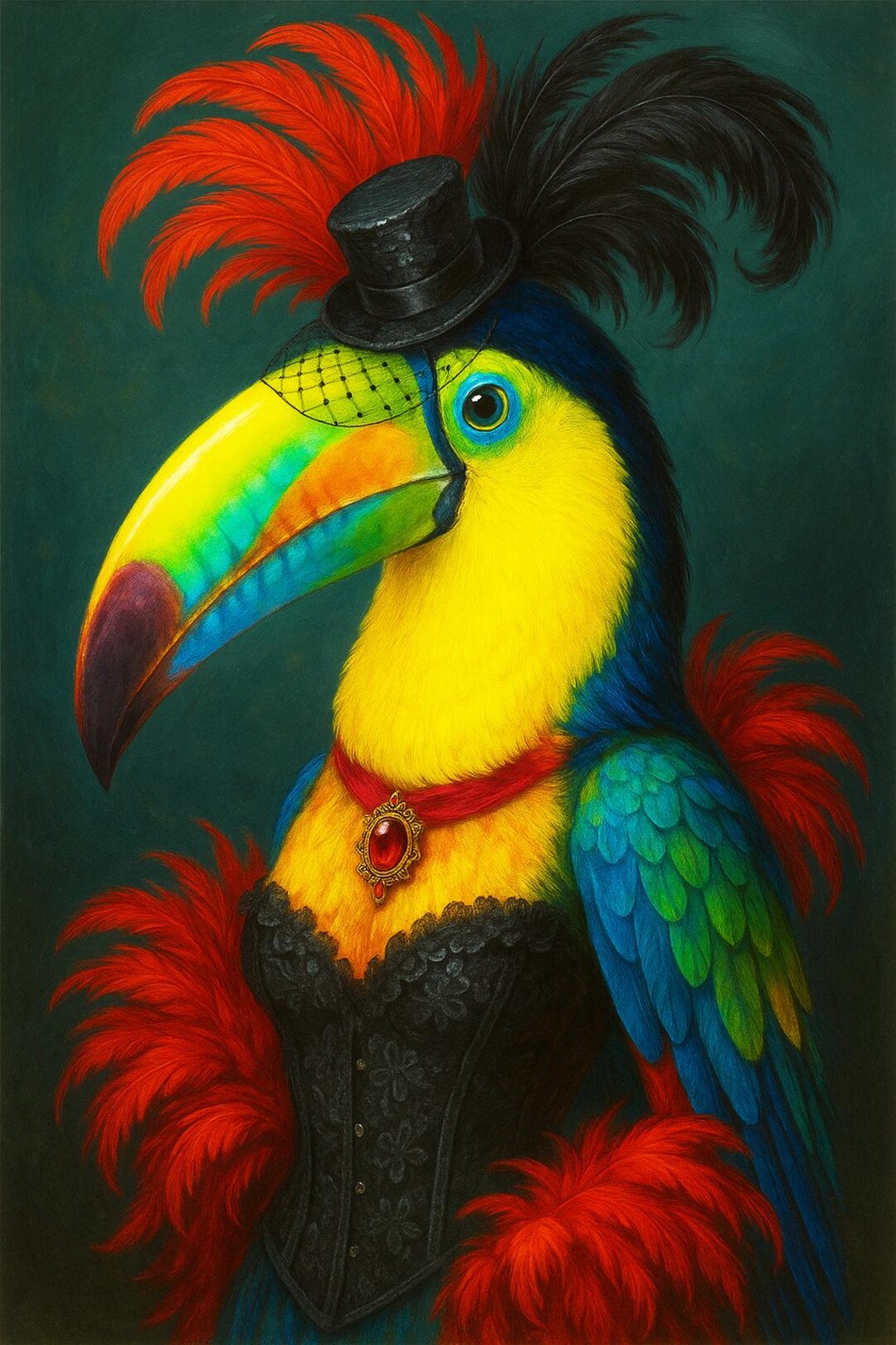 Colorful Toucan Art Print – Burlesque Bird Wall Decor – Steampunk ...