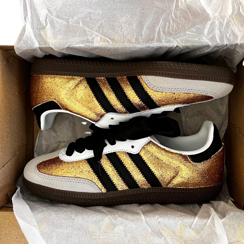 Gold Glitter Adidas Samba for Women - Hand Painted Sneakers - Etsy