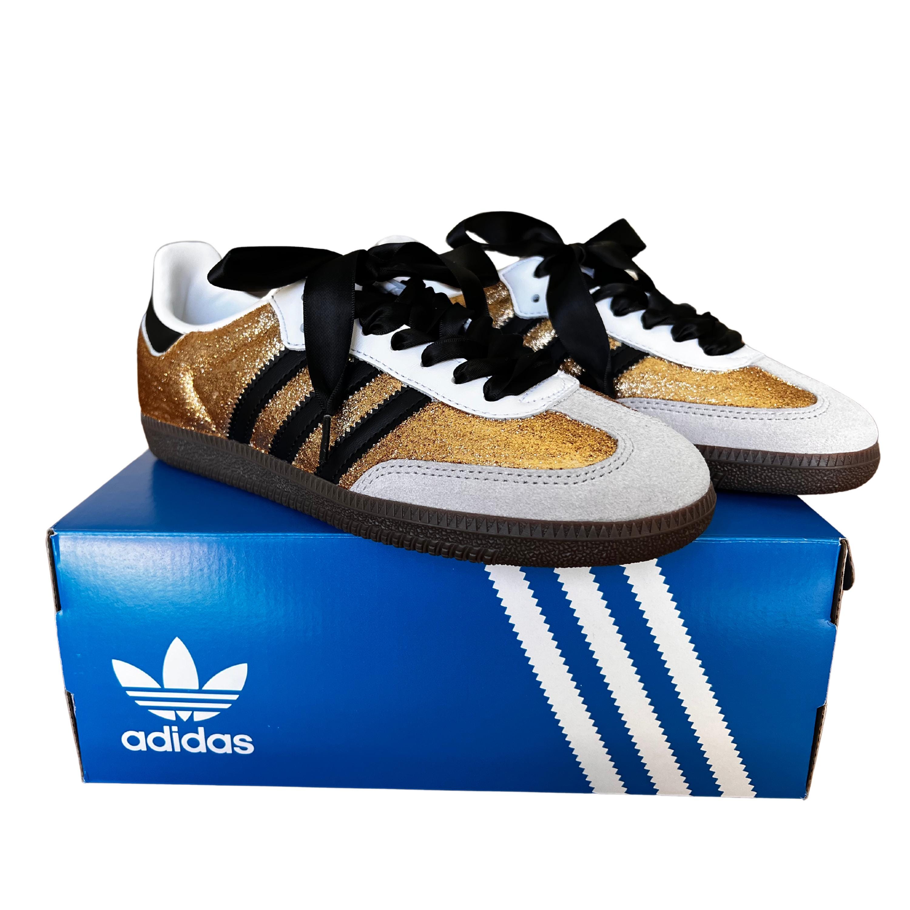 Gold Glitter Adidas Samba for Women - Hand Painted Sneakers - Etsy