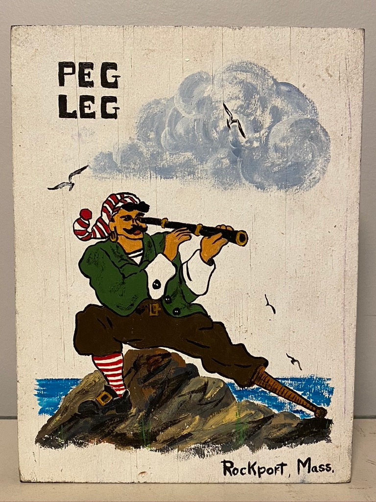 Peg Leg Pirate Hand Painted Wooden Sign Rockport Mass FREE | Etsy