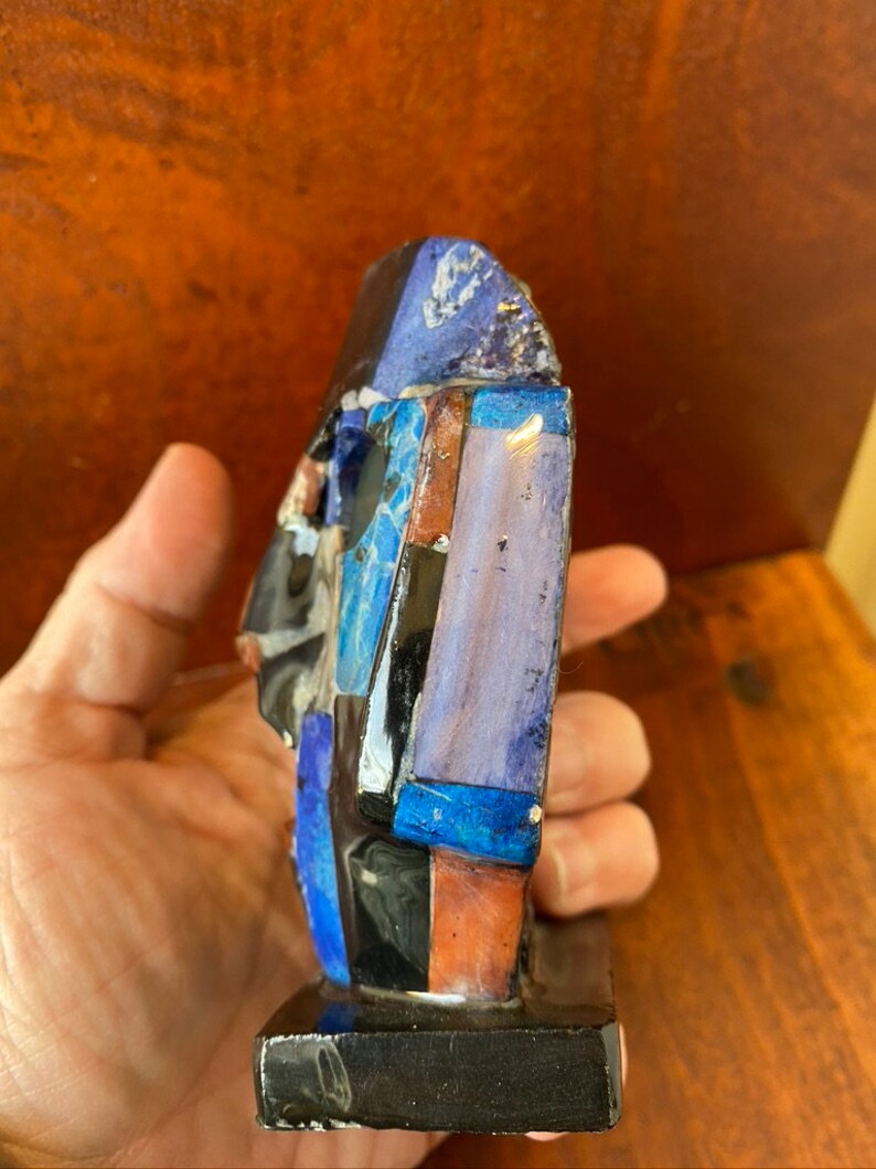 Vintage Mayan Abalone Shell Inlay Face Mask Sculpture FREE - Etsy