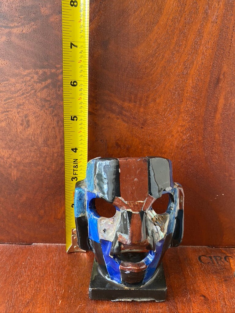 Vintage Mayan Abalone Shell Inlay Face Mask Sculpture FREE - Etsy