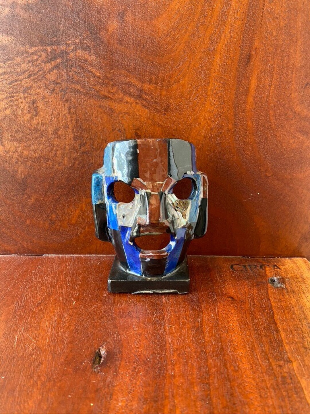 Vintage Mayan Abalone Shell Inlay Face Mask Sculpture, FREE SHIPPING ...