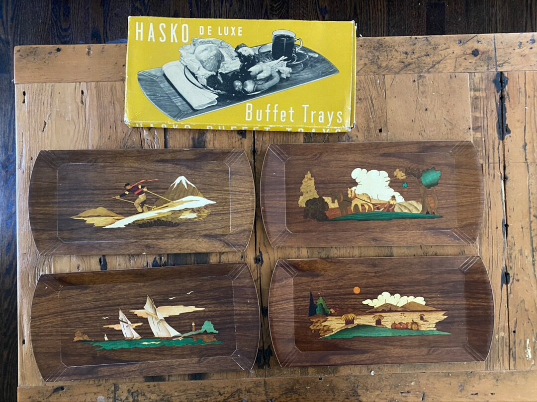 Vintage HASKO 4 Lap Trays, 1940s, Original Box, FREE SHIPPING!! - Etsy