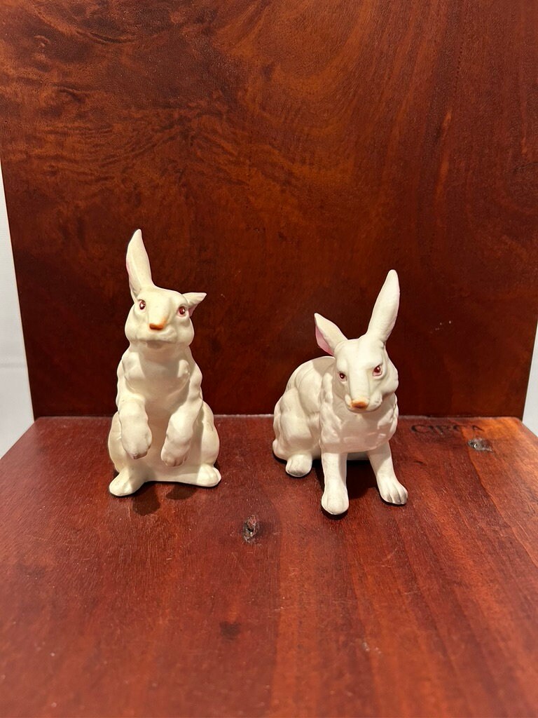 Vintage Lefton Napco Porcelain Ceramic Japan Bunnies Rabbits Figurines ...