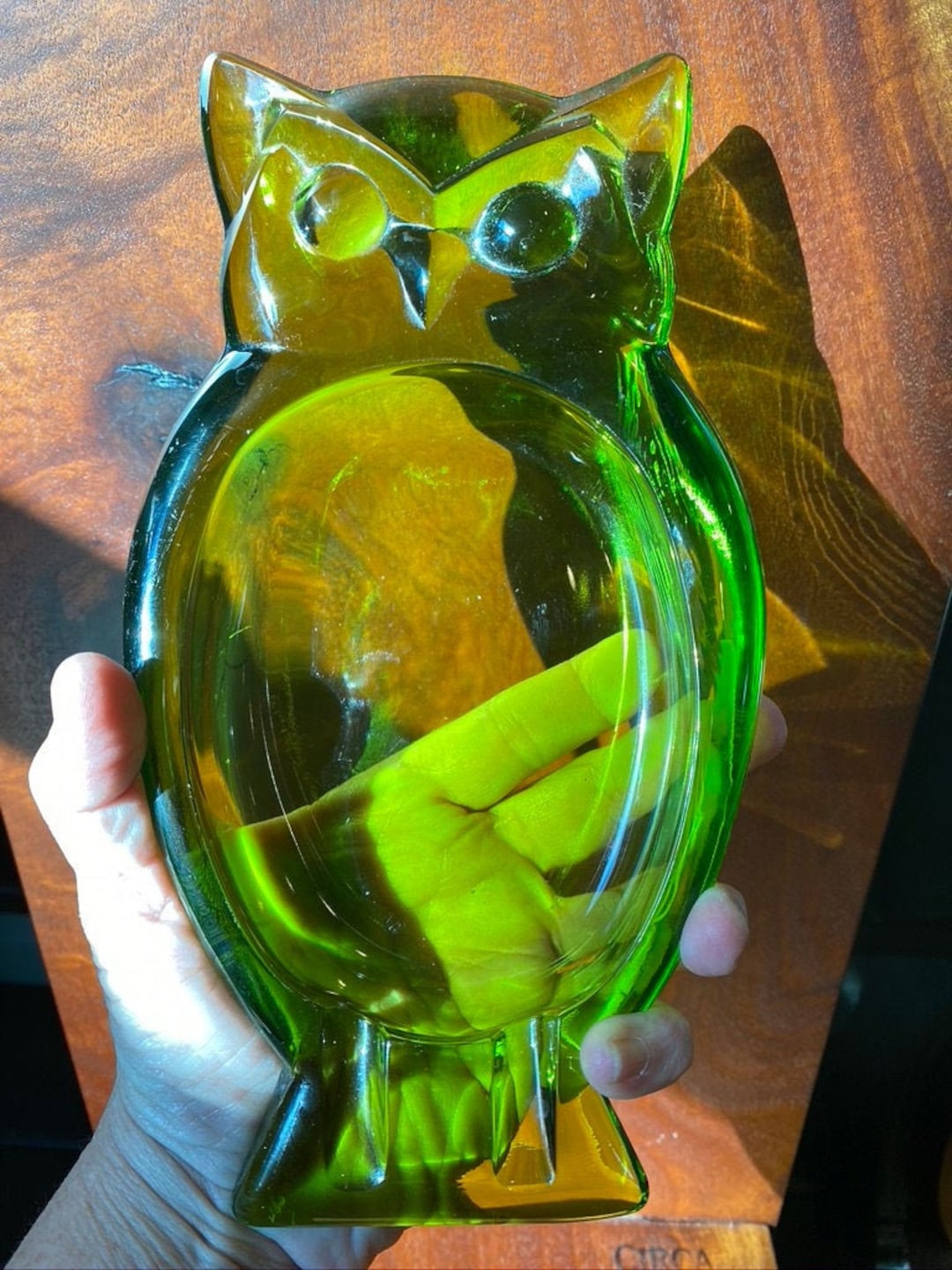 Vintage Viking Glass Avocado Green Owl Ashtray, Retro Trinket Dish - Etsy