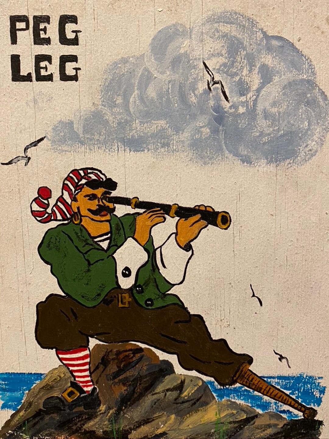 Peg Leg Pirate Hand Painted Wooden Sign, Rockport Mass, FREE SHIPPING ...