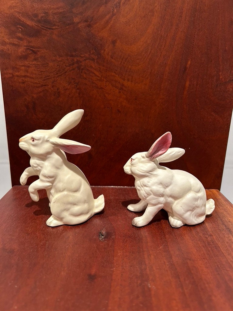 Vintage Lefton Napco Porcelain Ceramic Japan Bunnies Rabbits Figurines ...
