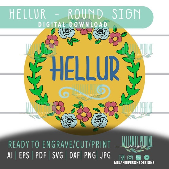 Hellur Door Hanger Sign Digital Download - Etsy