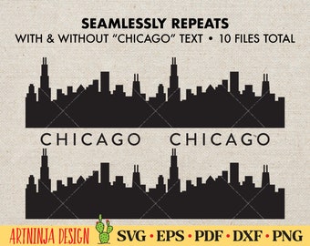 Chicago Svg, Stars Svg, Chicago, Illinois Skyline Cityscape Silhouette ...