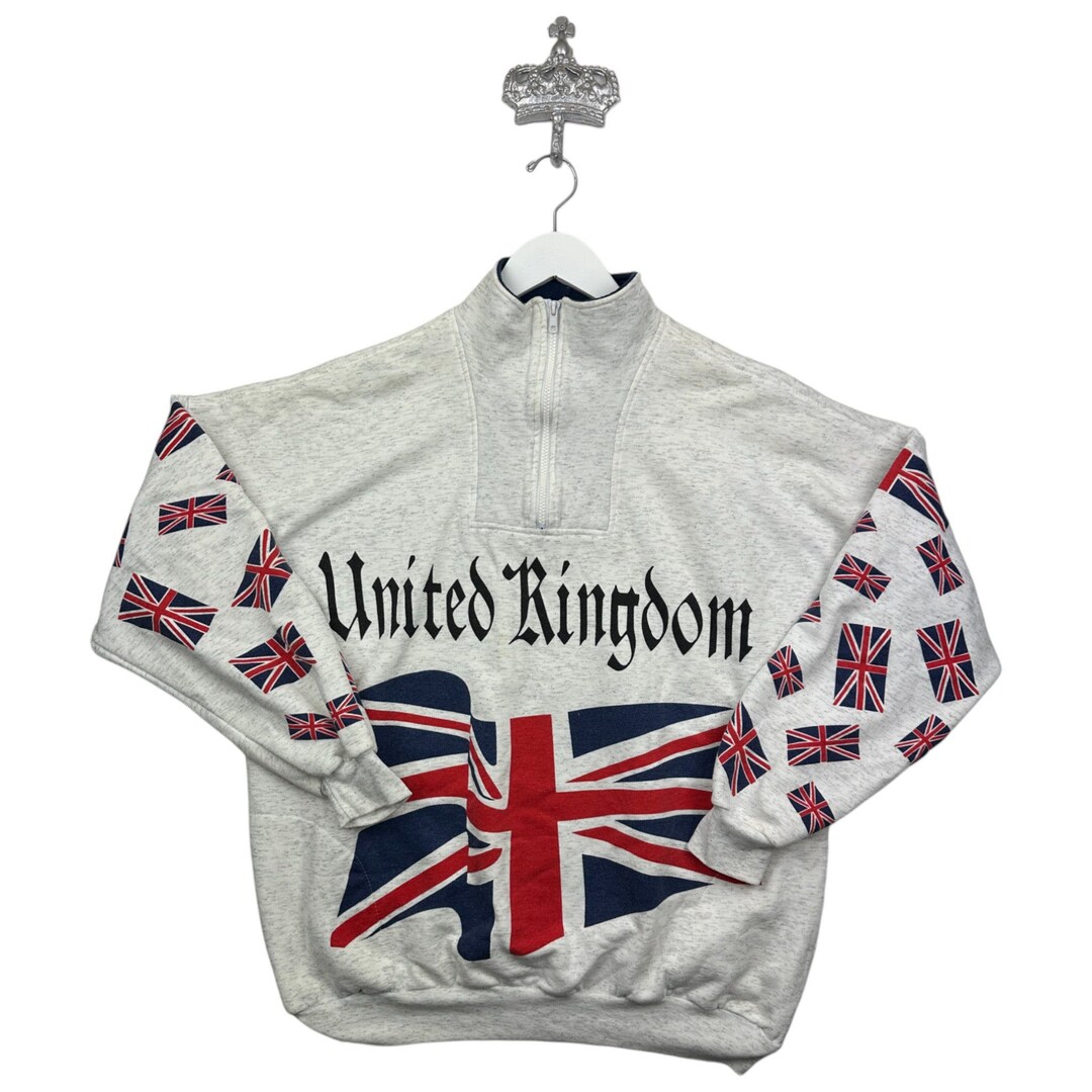 United Kingdom flag Print Quarter Zip l/xl - Etsy