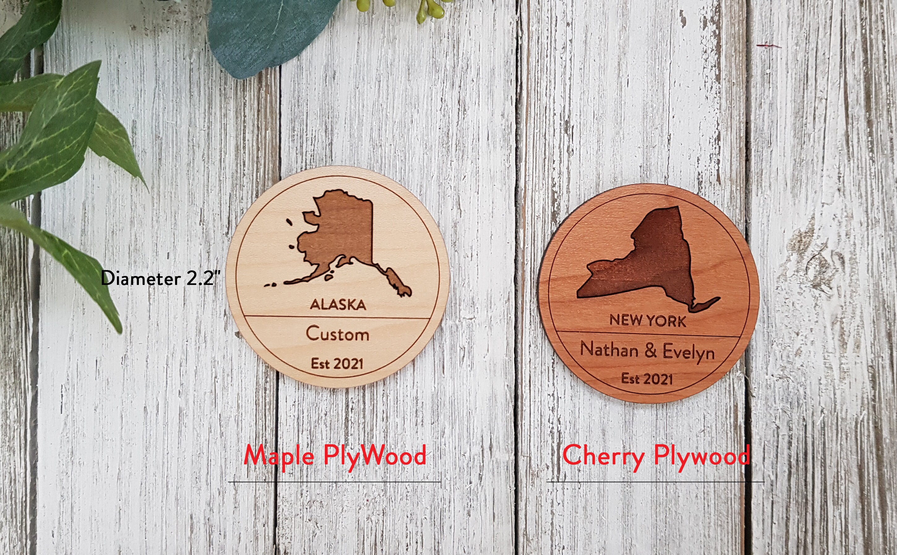 Personalized Wooden Magnets States Magnets States Couple | Etsy