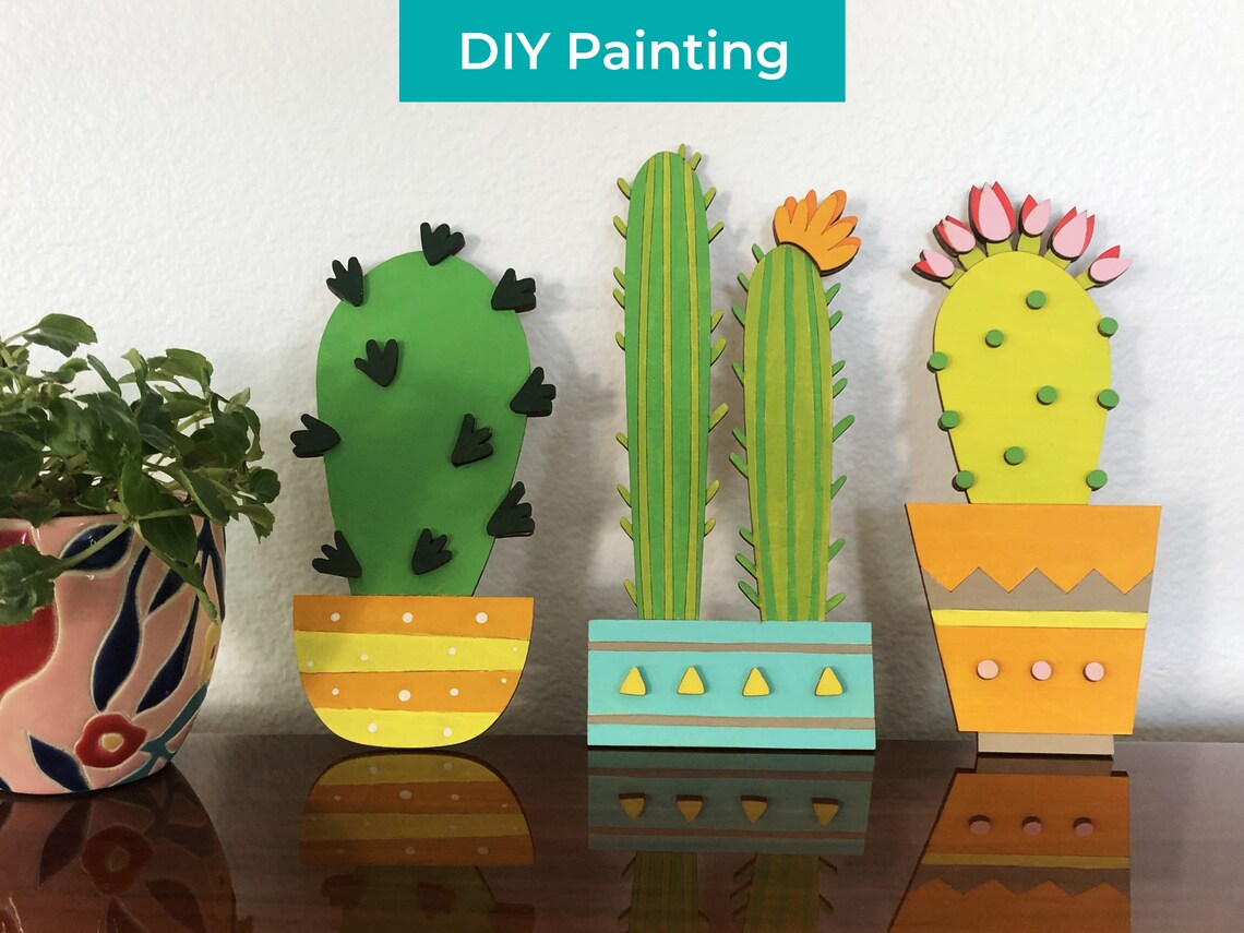 Wooden cactus craft blanks Cactus craft Plants decor DIY | Etsy