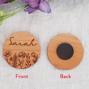 Personalized Wooden Magnets, Flower Magnets, Name Magnets, Custom ...