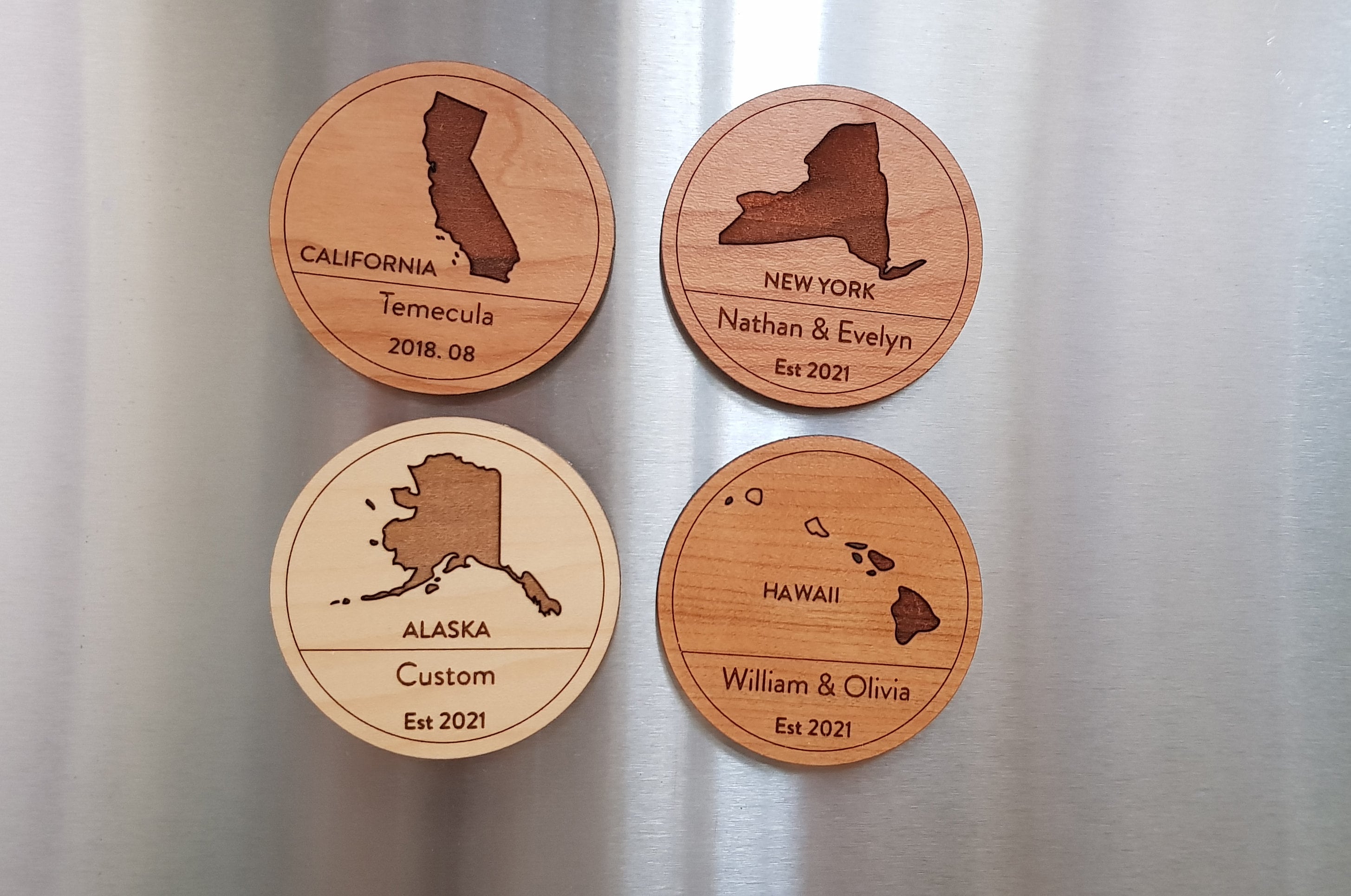 Personalized Wooden Magnets States Magnets States Couple | Etsy