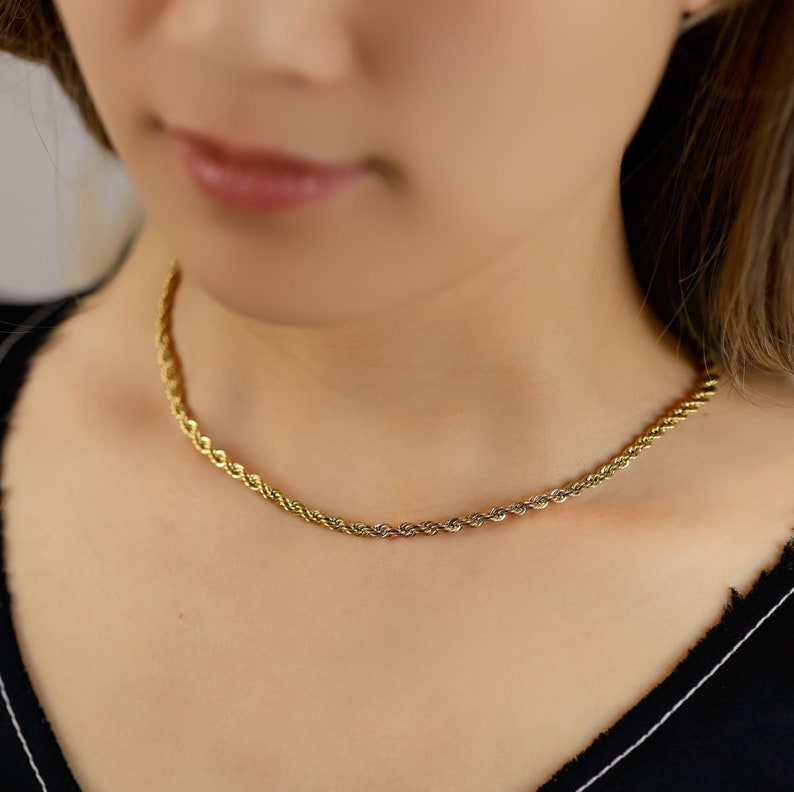 Gold Twisted Rope Chain Necklace Chunky Choker Thick 18k Gold - Etsy