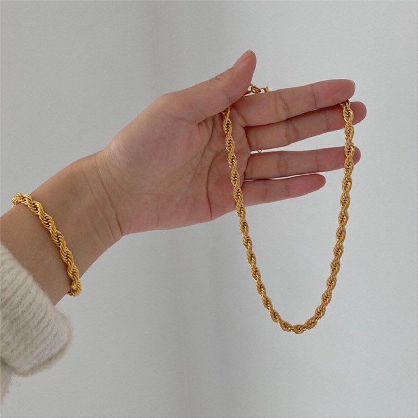 Gold Twisted Rope Chain Necklace Chunky Choker Thick 18k Gold - Etsy