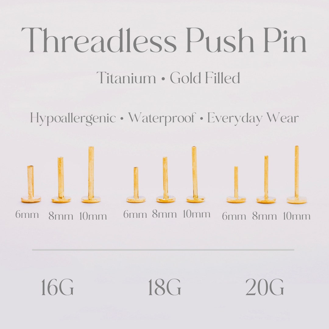 Threadless Push Pin Flat BACKINGS 16G/18G/20G Stud Earrings Titanium ...