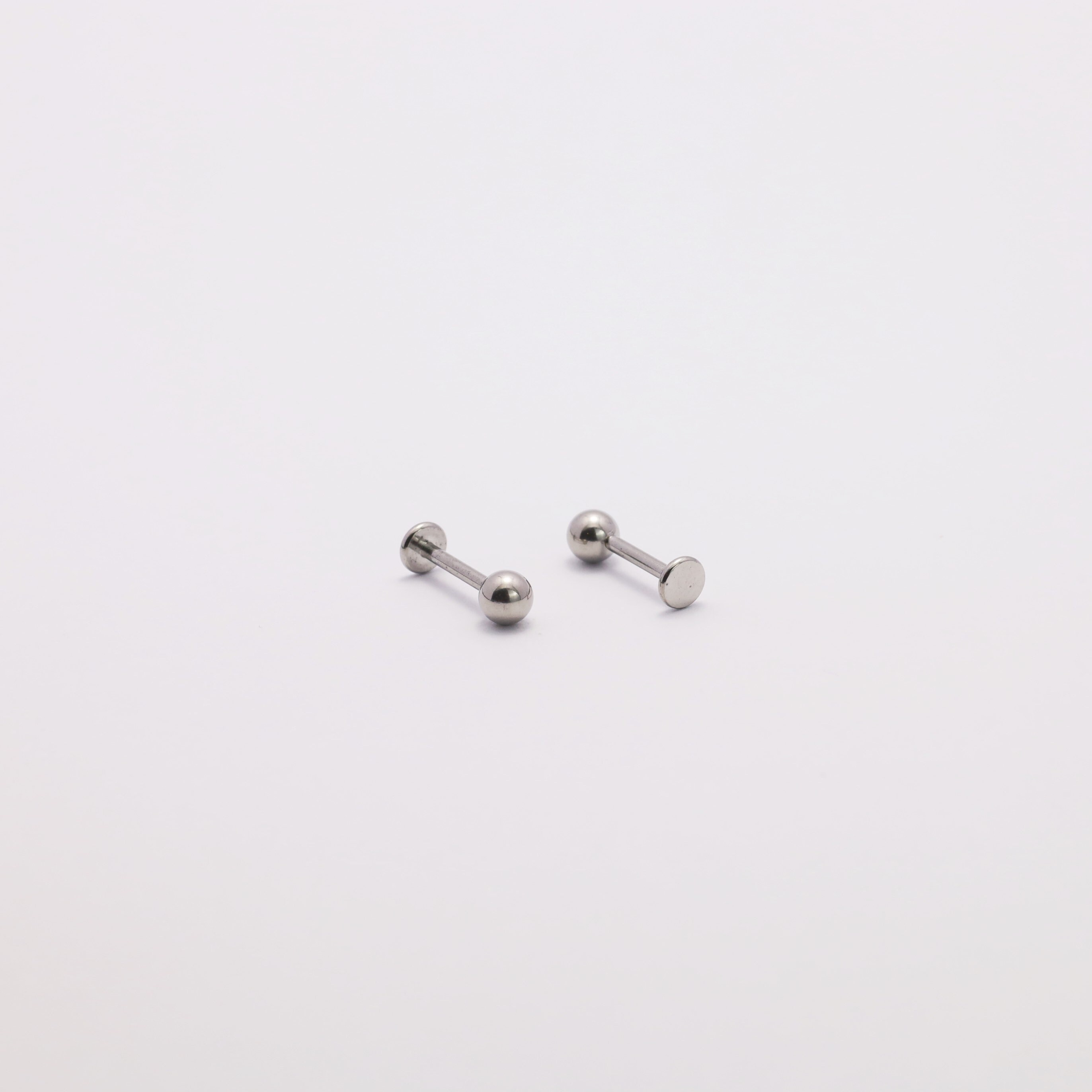 Threadless Push Pin Flat Back Labret 16G/18G/20G Stud Earrings Titanium ...