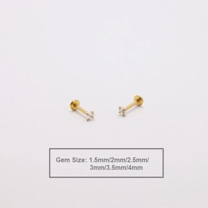 Threadless Push Pin Flat Back Labret 16G/18G/20G Stud Earrings Titanium ...