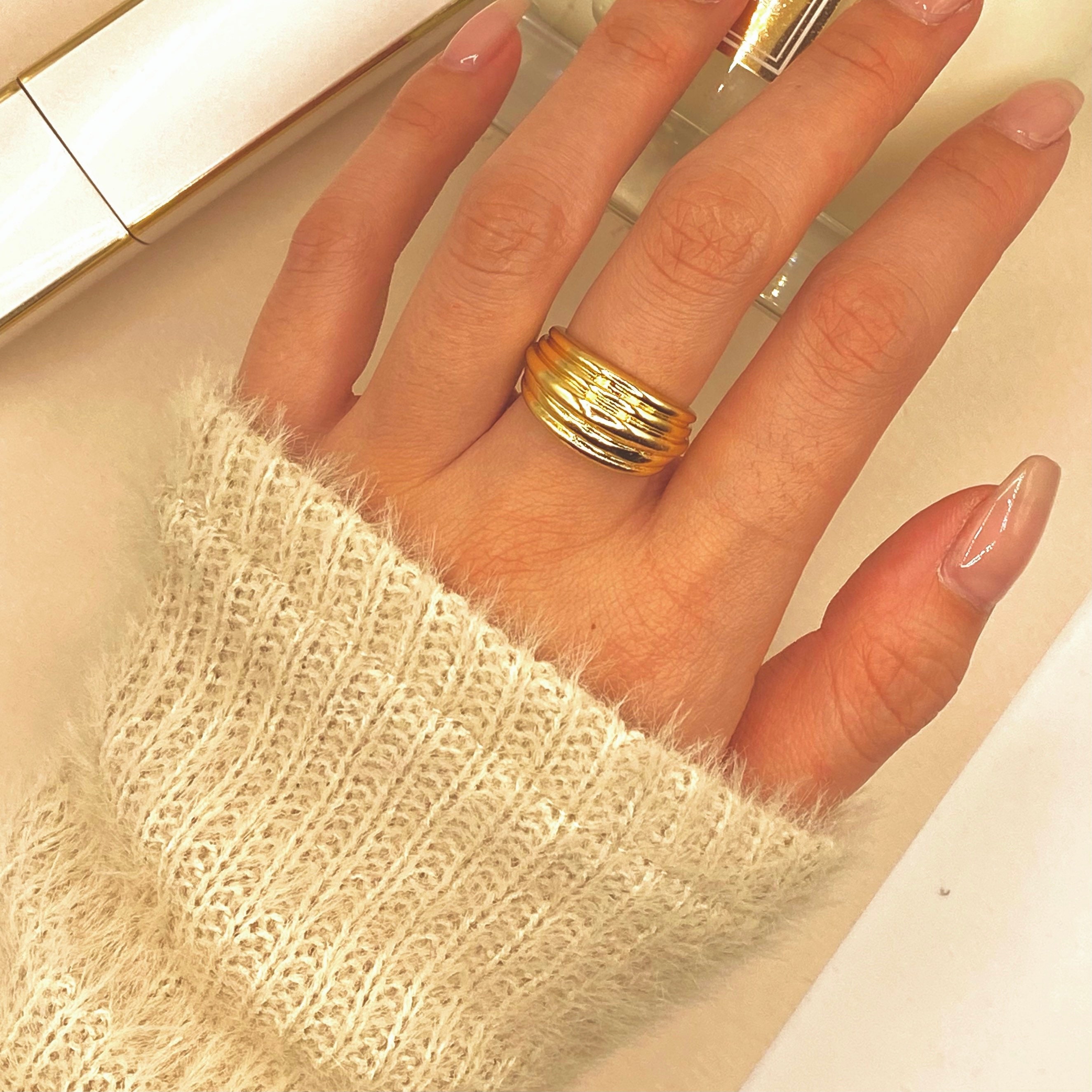 Thick Gold Ring Dome Chunky Statement Bubble Forefinger | Etsy