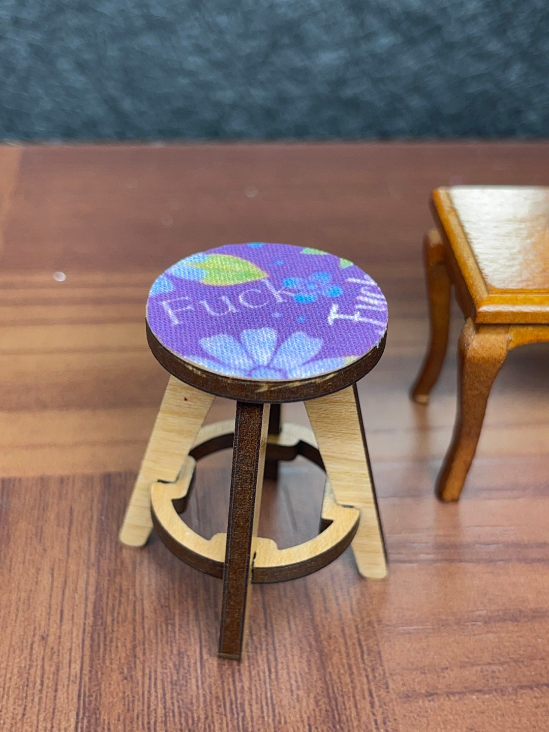 F Word Dollhouse Miniature Stool: Mid-century 1/12 Scale - Etsy