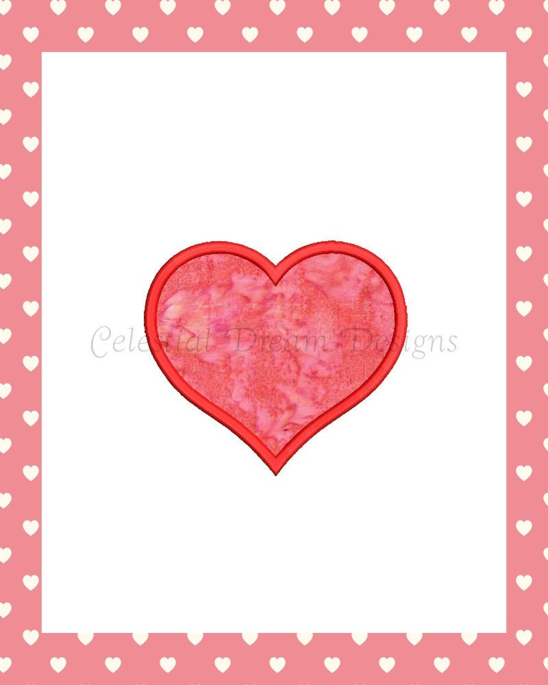 Heart Applique Machine Embroidery Design 5 SIZES Instant Download - Etsy
