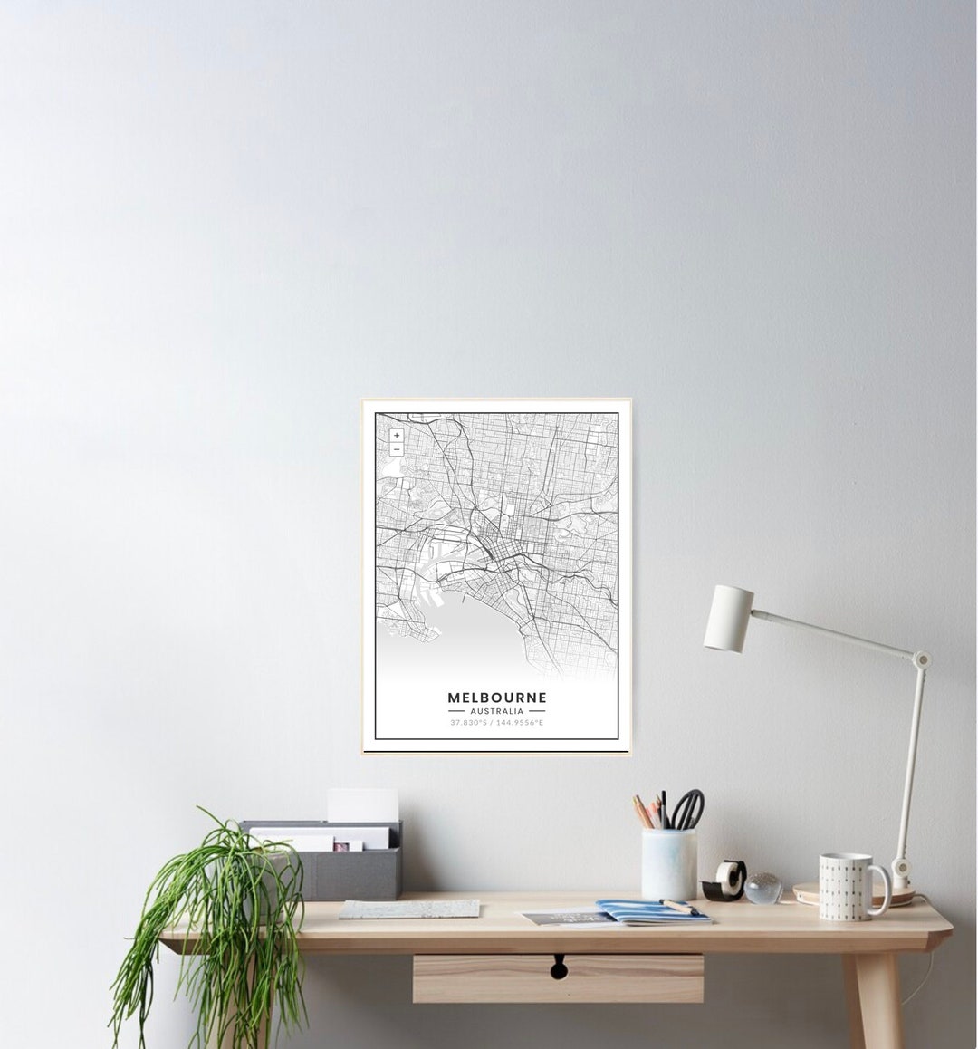Melbourne Coordinates Map Print - Modern Melbourne Australia Location ...