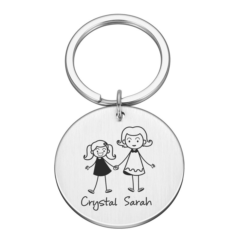Family Keychain, Custom Gift, Portrait, Personalized Family Key Chain ...