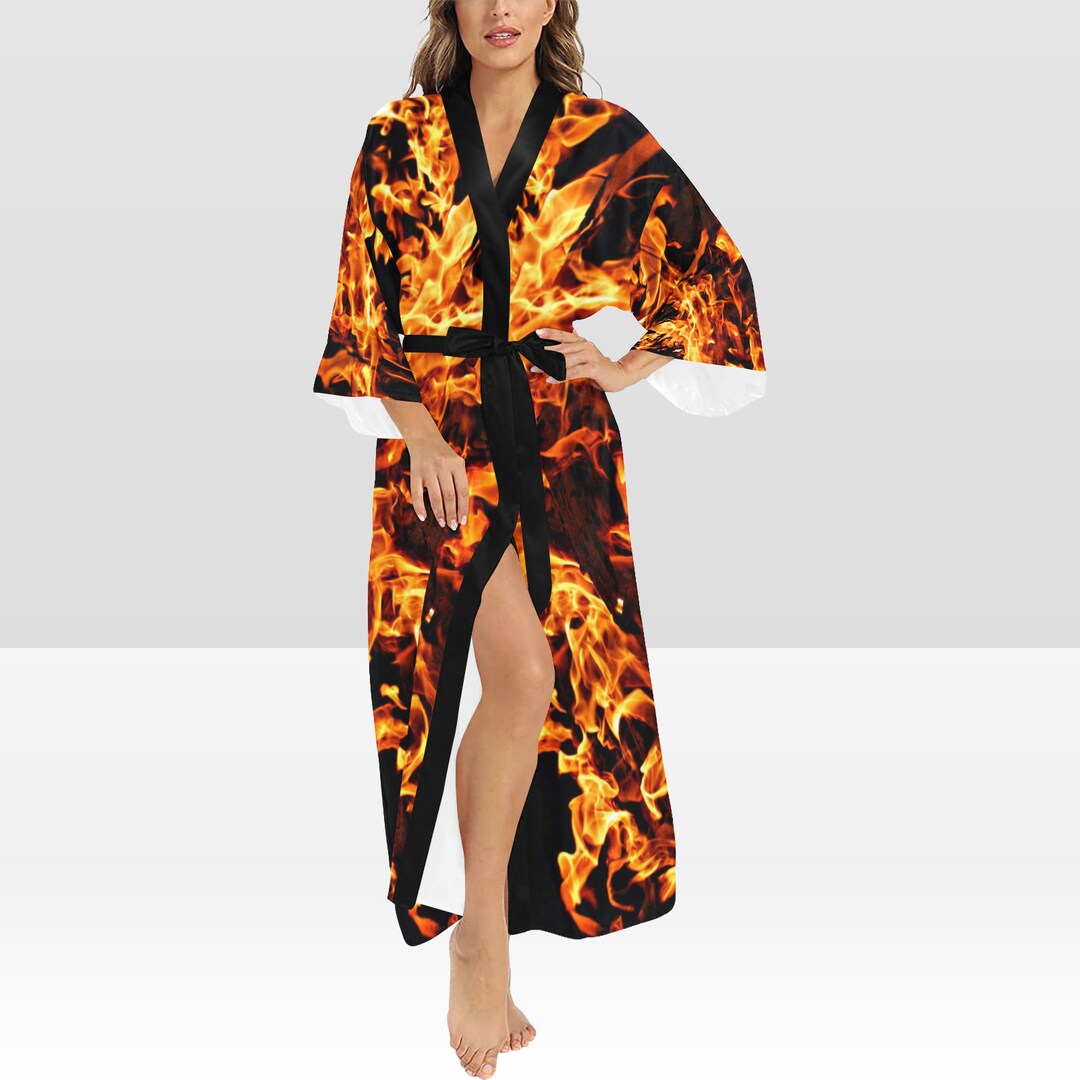 Fire Flames Full Length L-sleeve Kimono - Etsy