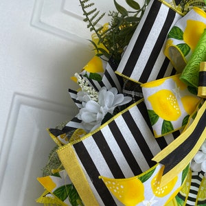 Handmade Lemon Summer Wreath – Bright Ribbon Decor, Front Door ...