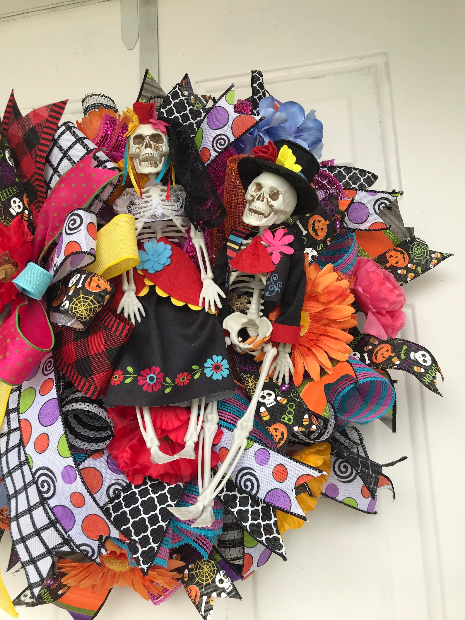 Day of Dead Wreath for Front Door Dia De Los Muertos Wreath - Etsy