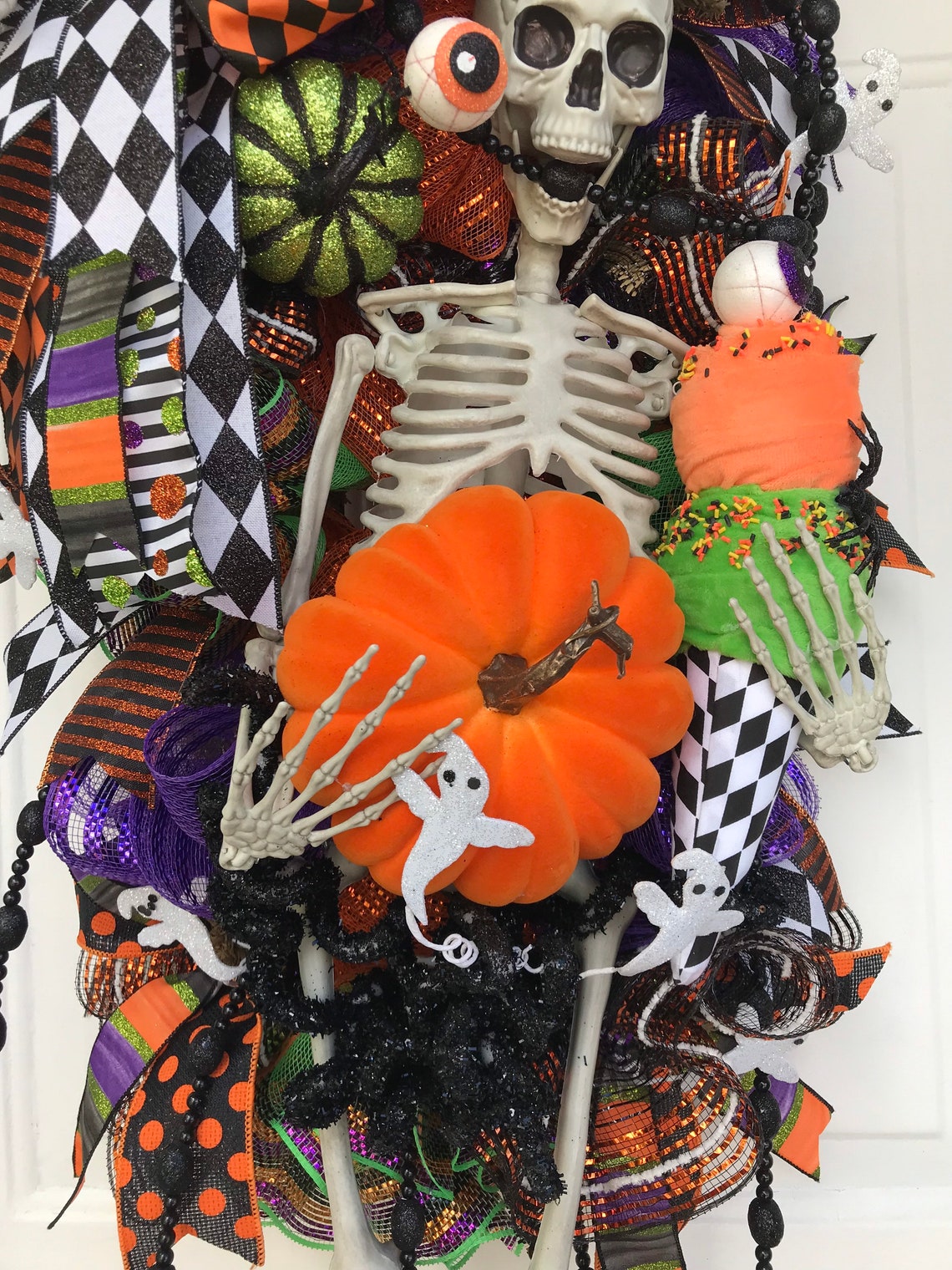 Halloween Spooky Skeleton Wreath Halloween Skeleton Swag - Etsy