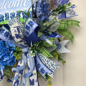 Bluebonnet Welcome Wreath for Front Door - Spring and Summer Floral ...