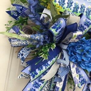 Bluebonnet Welcome Wreath for Front Door - Spring and Summer Floral ...