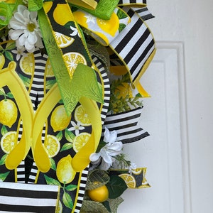 Handmade Lemon Summer Wreath – Bright Ribbon Decor, Front Door ...