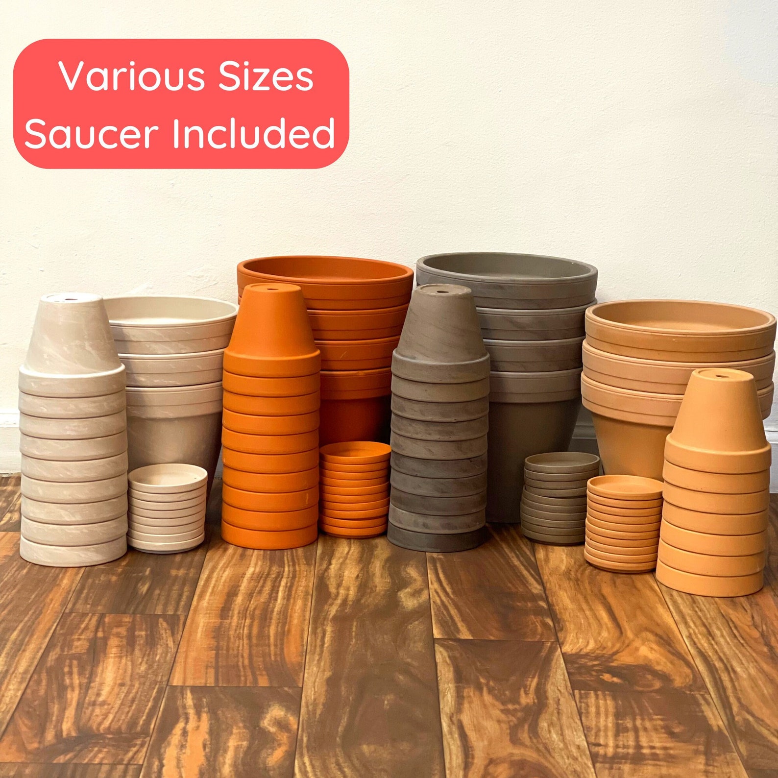 Terracotta Pot With Saucer and Drainage Terracotta Planter Planter ...