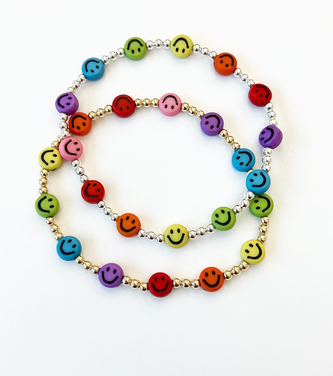 Full Rainbow Smiley Bracelet | 14k Gold | Sterling Silver | No Tarnish ...