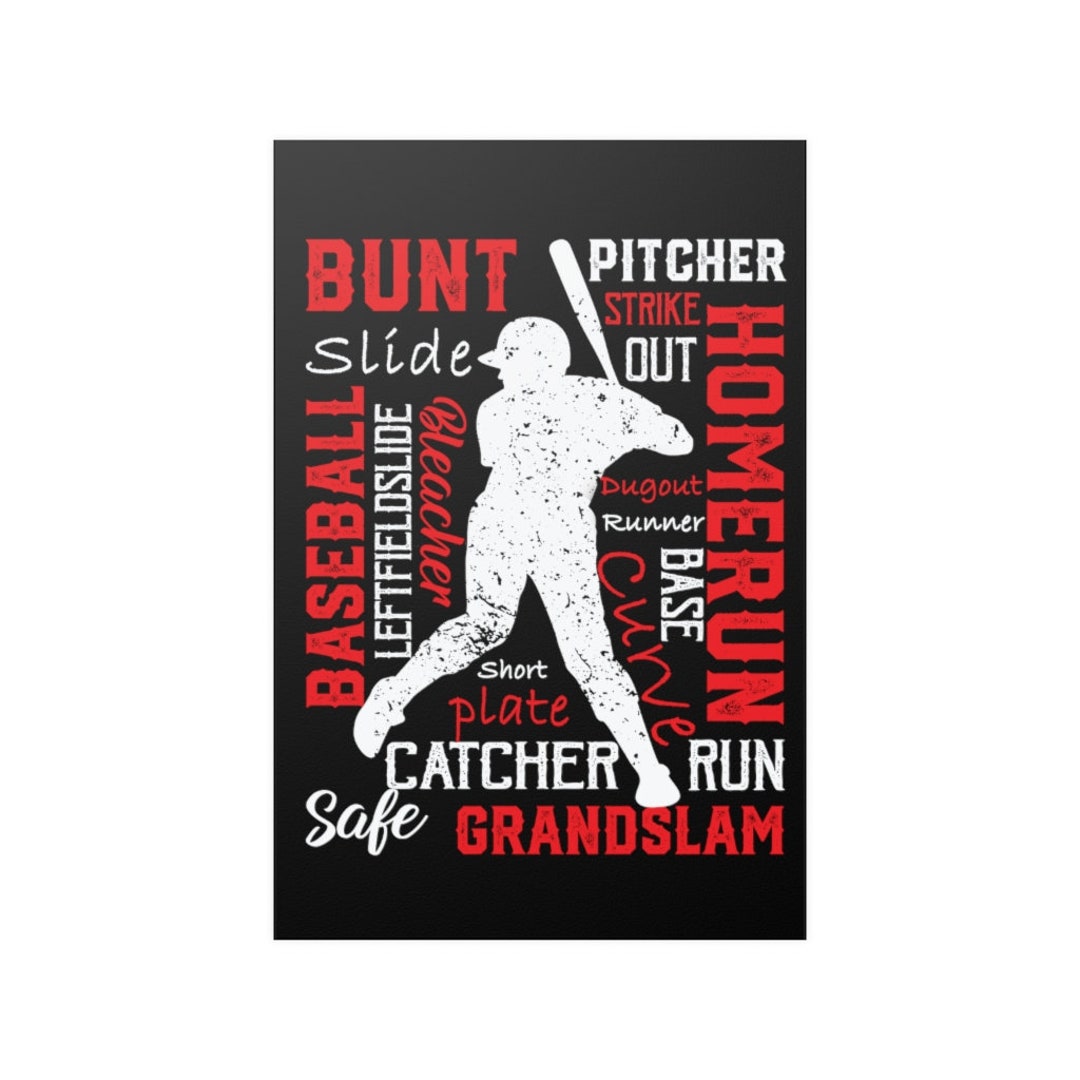 Baseball Typography Wall Poster Baseball Typography Art Vintage Player ...