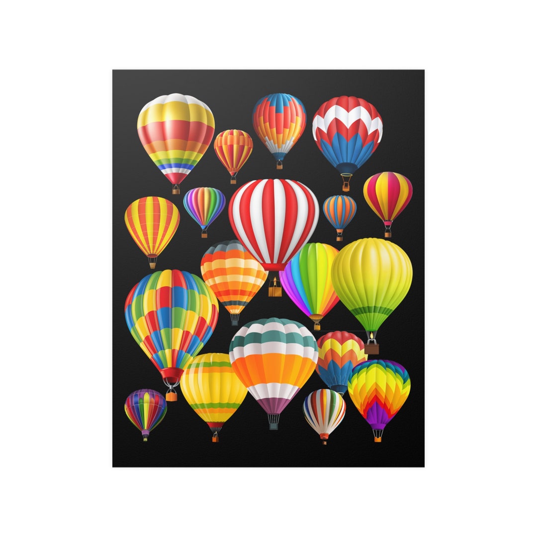 Hot Air Balloon Poster Colorful Hot-air Balloons Ride Vacation Flying ...